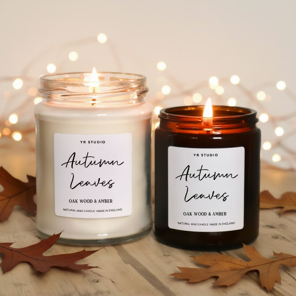 Autumn Leaves Candle | Cosy Oak Wood & Amber Scent, Perfect for Autumn ...