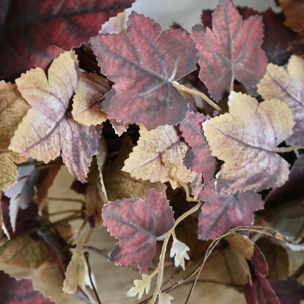 Muted Rustic Autumn Leaf Wreath – Earthy Browns, Bordo & Yellow ...